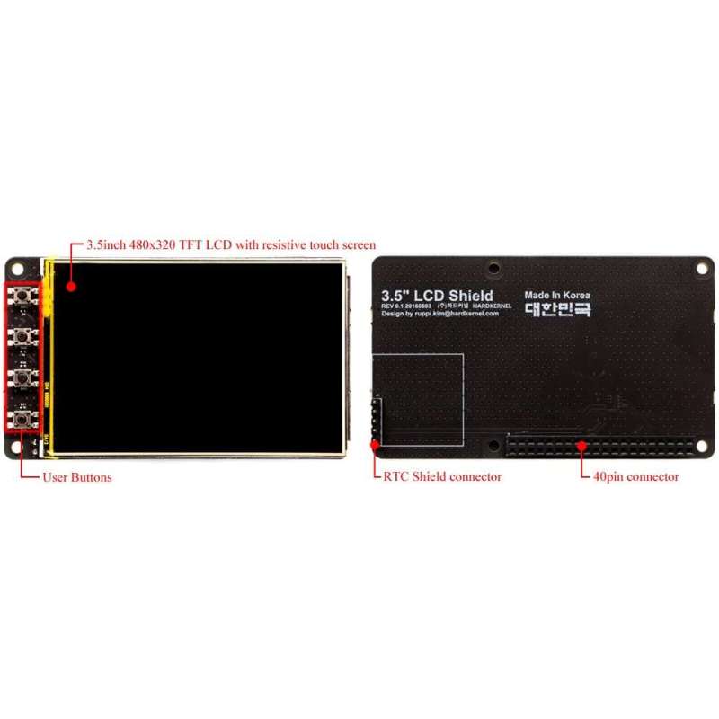 3.5inch 480x320 Touchscreen Shield for ODROID-C2/C1+/C0 (ODROID-XU4 with Shifter-Shield ...