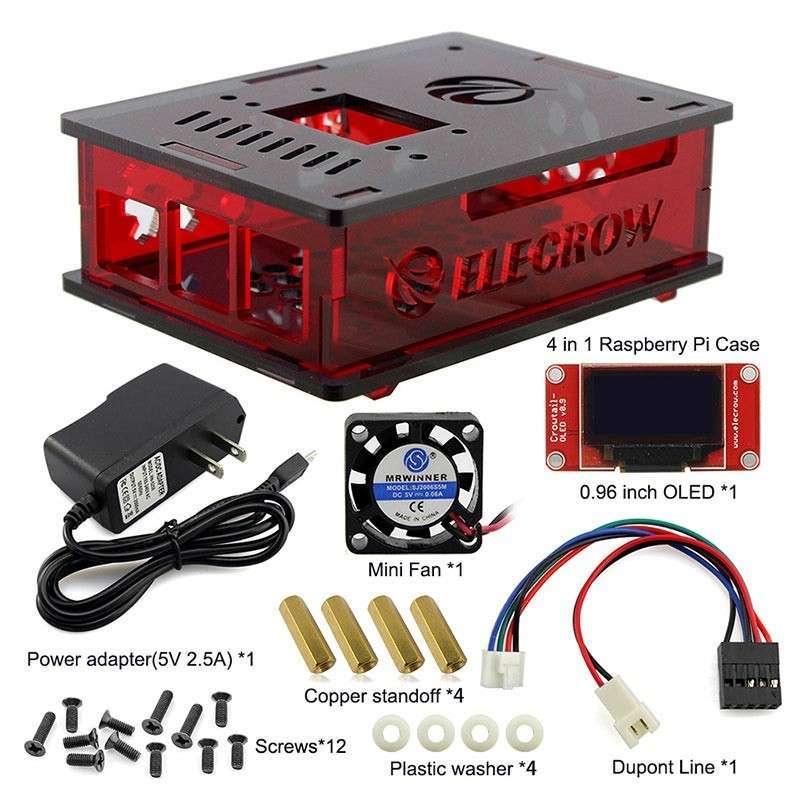 Elecrow 4 in 1 Raspberry Pi B+ Raspberry Pi 3 Case Charger AC/DC ...