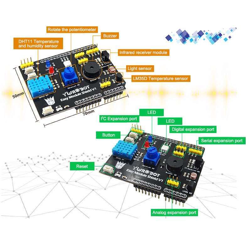 Multifunction DHT11 LM35 Temperature Humidity Easy Module Shield for Arduino UNO (ER-ARS03218S)