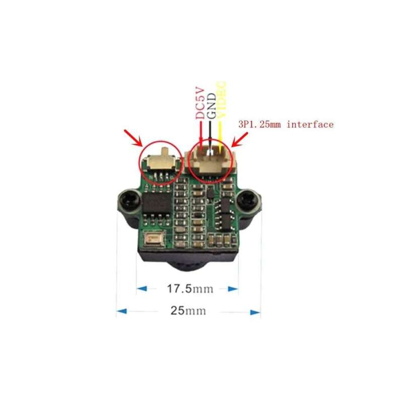 1000TVL 13 CCD 110 Degree 2.8mm Lens Mini FPV Camera NTSC PAL ...