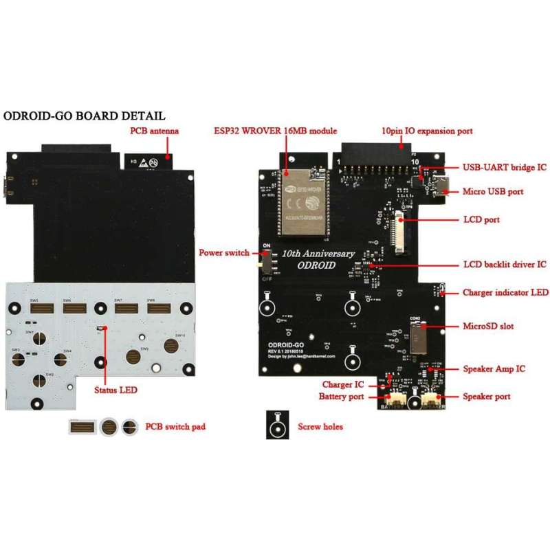 ODROID-GO (Hardkernel) DIY (Do it yourself) DIGame Kit ! Arduino IDE ...