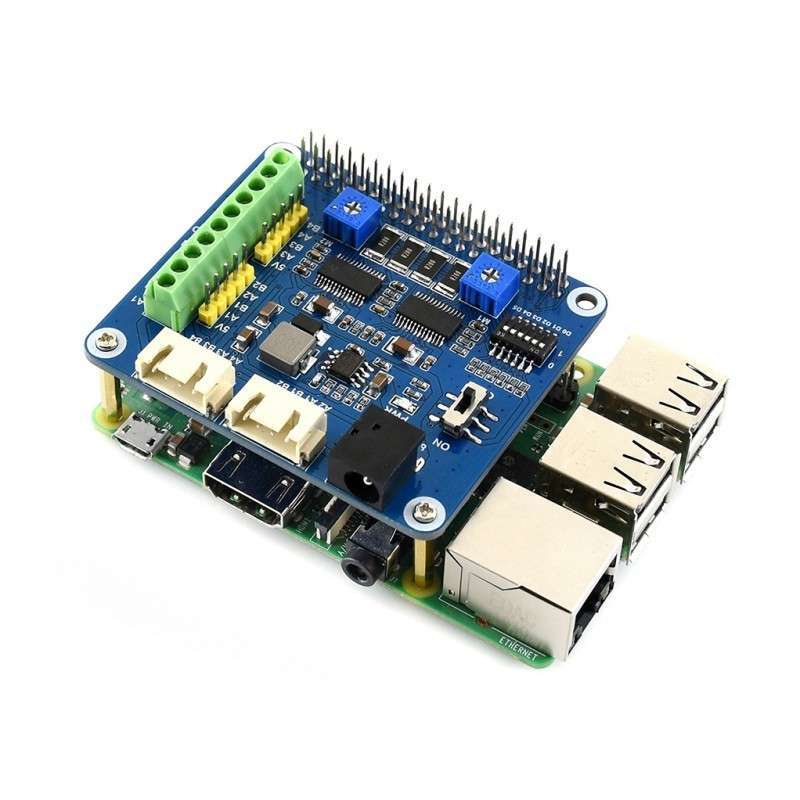 Stepper Motor HAT for Raspberry Pi, Drives Two Stepper Motors (WS-15669)