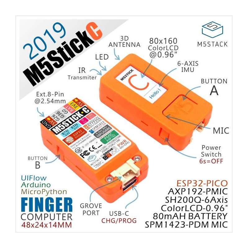 M5StickC ESP32-PICO Mini IoT Development Board (M5-K016-C)