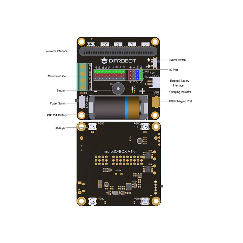 micro: IO-BOX Expansion Board with On-board Li-ion Battery (MBT0005)