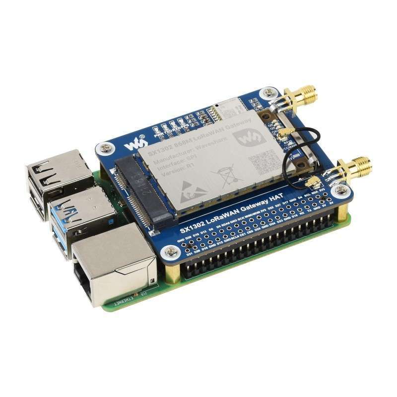 SX1302 LoRaWAN Gateway HAT for Raspberry Pi, SX1302 868M GNSS Module ...