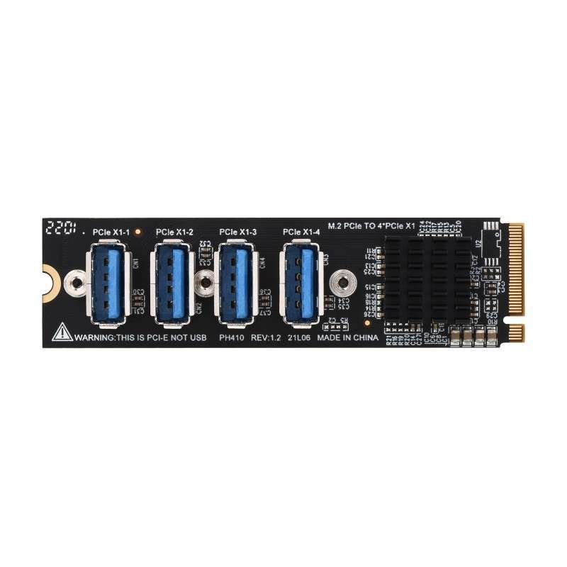 M.2 to PCIe 4-Ch Expander, Using With PCIe X1 to PCIe X16 Expander (WS ...