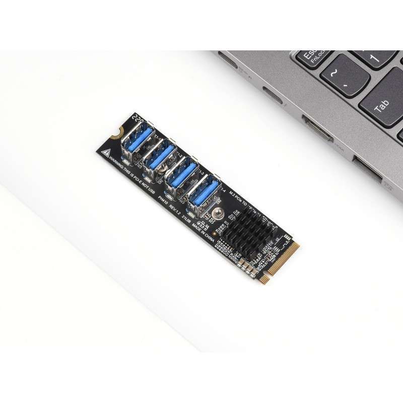 M.2 to PCIe 4-Ch Expander, Using With PCIe X1 to PCIe X16 Expander (WS ...