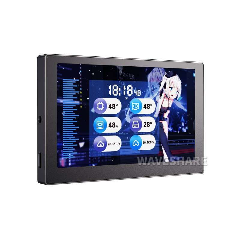 5Inch USB Monitor, PC Case Secondary Screen RGB Ambient, IPS 800×480 / ...