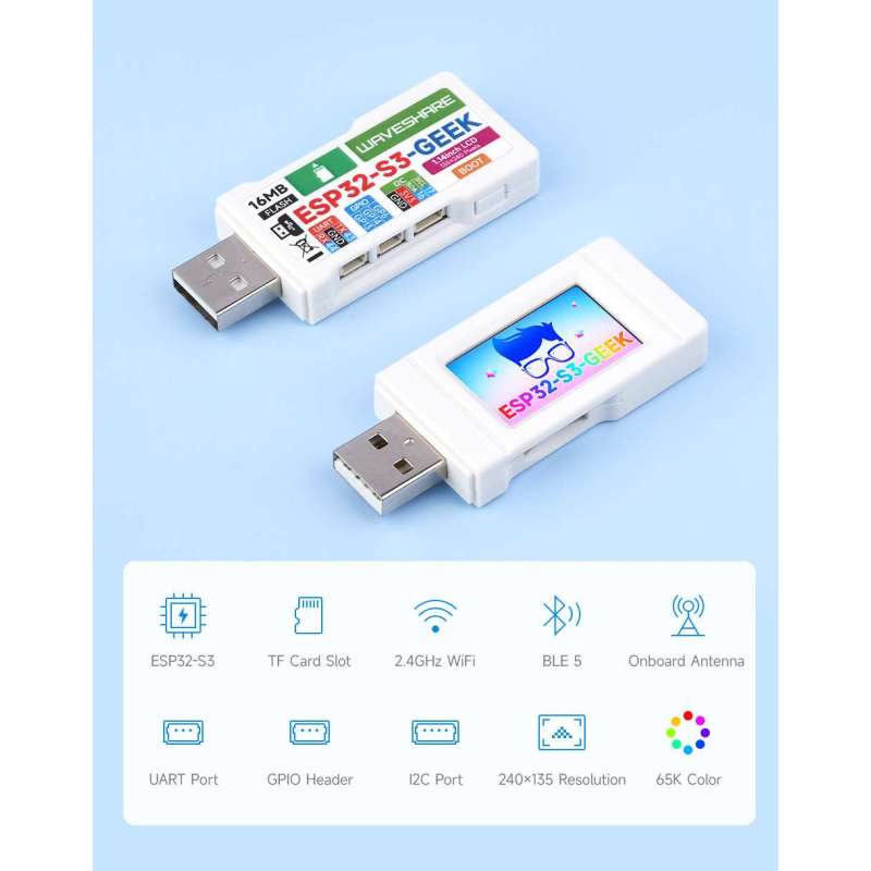 ESP32-GEEK Development Board ESP32-S3R2, 1.14inch 65K Color LCD, WiFi ...