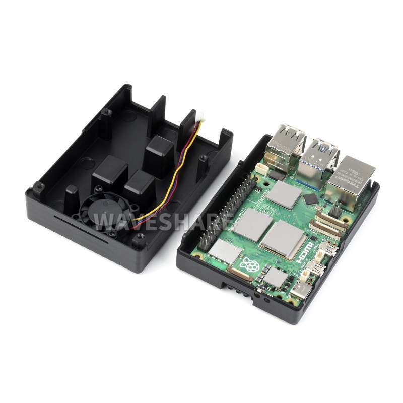 Aluminum Stripe Grooved Case For Raspberry Pi 5, Built-In Cooling Fan ...