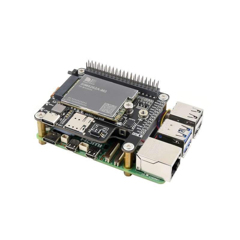 PCIe to 5G/4G/3G SIM8262A-M2 HAT Raspberry Pi 5 HAT, 3042/3052 SIMCom ...