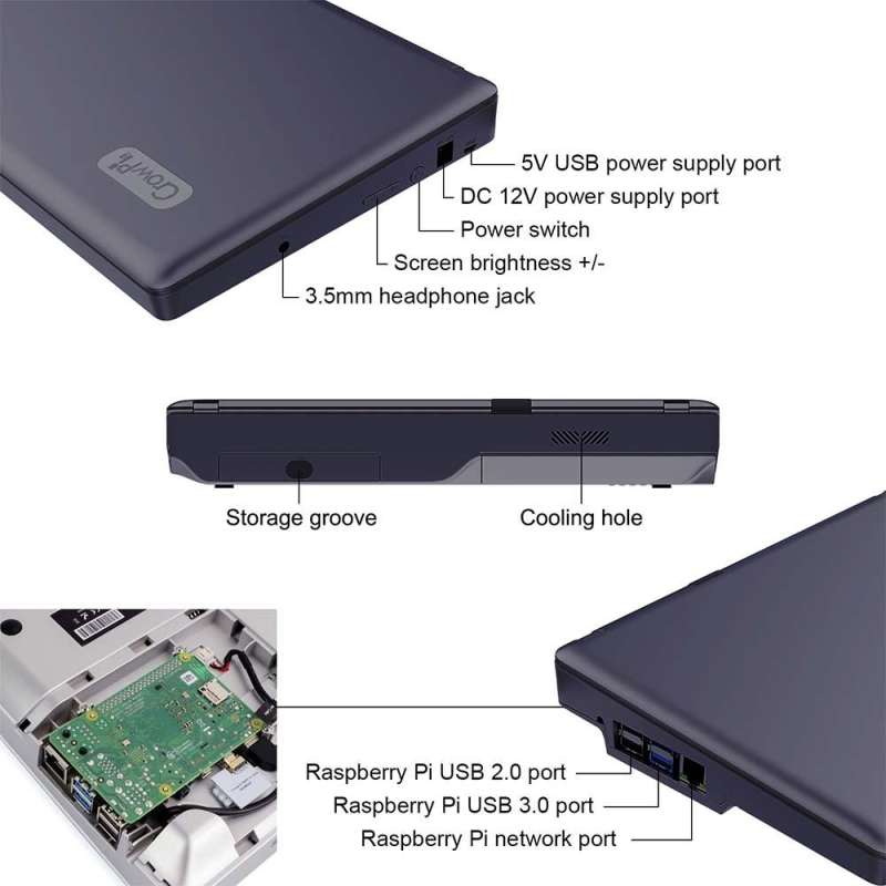 CrowPi2 (Silver) All In One Raspberry Pi Laptop & STEM Learning (ER-SER35002P) Advanced Kit ...