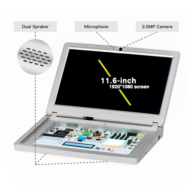 CrowPi2 (Silver) All In One Raspberry Pi Laptop & STEM Learning (ER-SER35002P) Advanced Kit ...