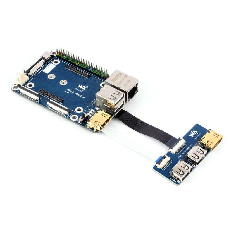 CM4-IO-BASE-A + USB HDMI Adapter, for Raspberry Pi Compute Module 4 (WS ...