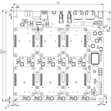 DeskPi Super6C Raspberry Pi CM4 Cluster Mini-ITX board 6 RPI CM4 ...