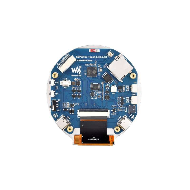 ESP32-S3 2.8inch Round Display Dev.Board, 480×480, 32-bit LX7 WiFi/BT ...
