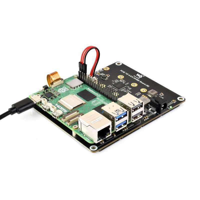 PCIe To 4-Ch M.2 Adapter Board for Raspberry Pi 5, Supports 4-ch NVMe ...