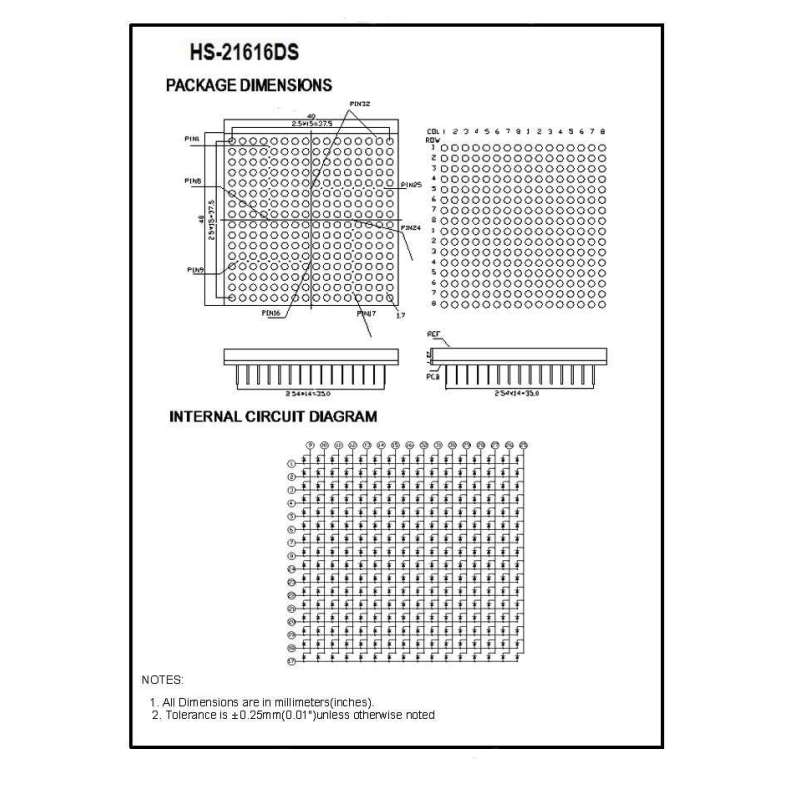 LED MATRIX RED 16x16 40mm SQUARE 16*16 (IM120601003)
