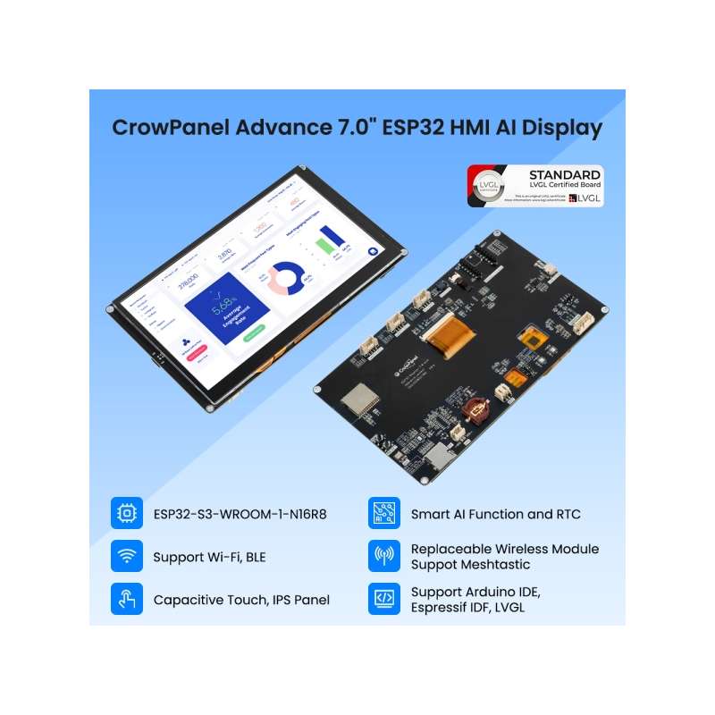 CrowPanel Advance 7“ HMI, ESP32-S3 AI-Powered IPS Touch Screen (800x480 ...