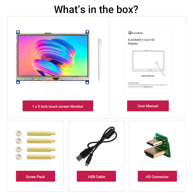 Elecrow RR050P 5 Inch 800x480 TFT Display with Touch Screen for ...