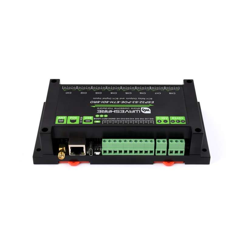 Industrial 8-Channel ESP32-S3 WiFi Relay Module, Isolated RS485 ,Xtensa 32-bit LX7 (WS-30838)