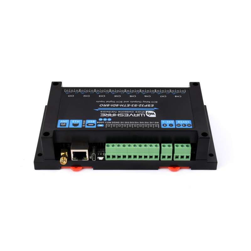 Industrial 8-Channel ESP32-S3 WiFi Relay Module, isolated RS485, Xtensa ...