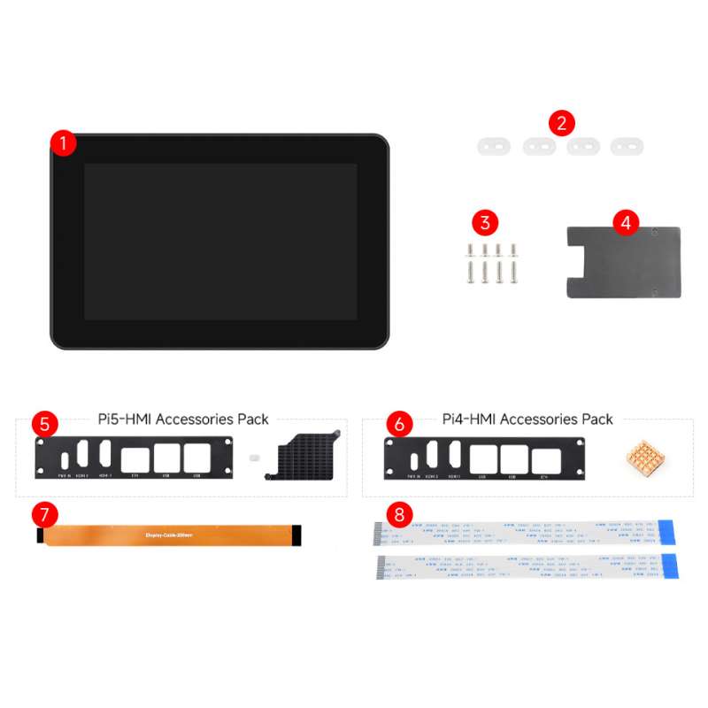 7inch 720×1280 Industrial HMI All-in-one Touch Display Raspberry Pi 4/5, Dual 4K HDMI Touch, Al ...