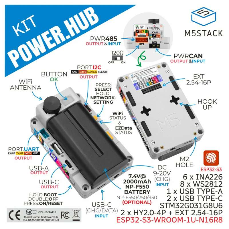 M5Stack PowerHub IoT Development Kit ESP32-S3 (M5-K148) ESP32-S3-WROOM ...