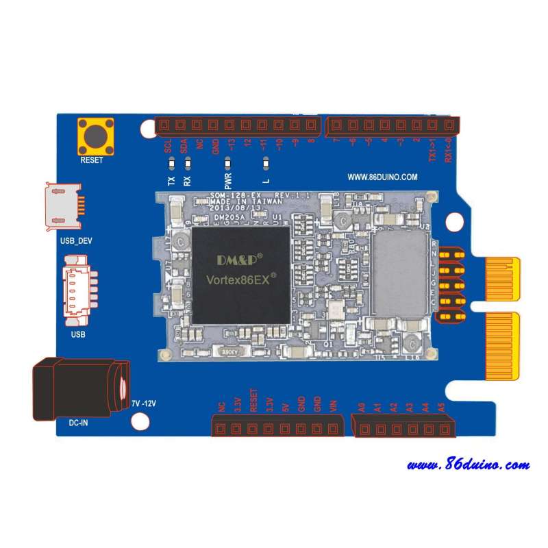 86Duino ZERO - Vortex86EX 300MHz 32bit x86,128MB DDR3,LAN,USB,uSD