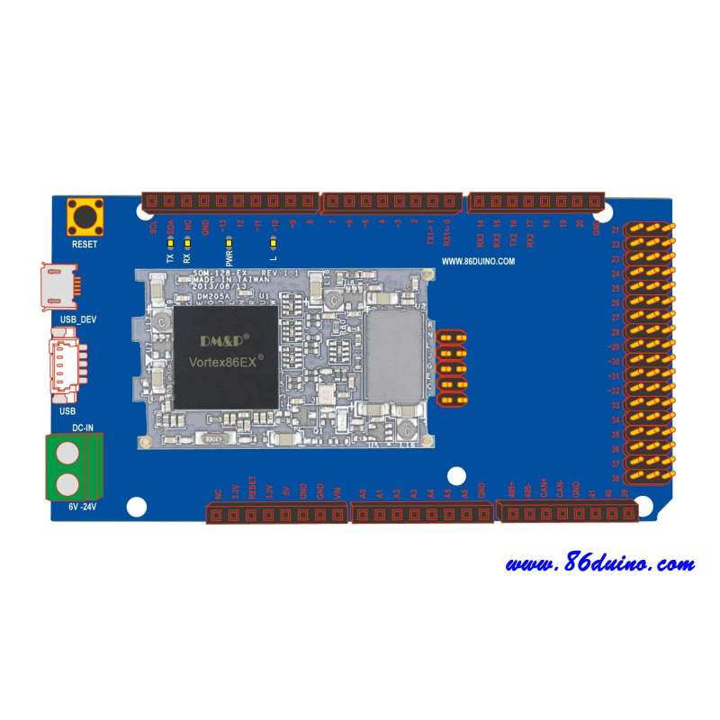 86Duino ONE - Vortex86EX 300MHz 32bit x86,128MB DDR3,LAN,USB,uSD,+I/O ...