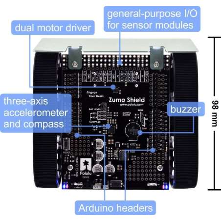 Zumo Robot for Arduino Assembled with 75:1 HP Motors (POLOLU-2506)