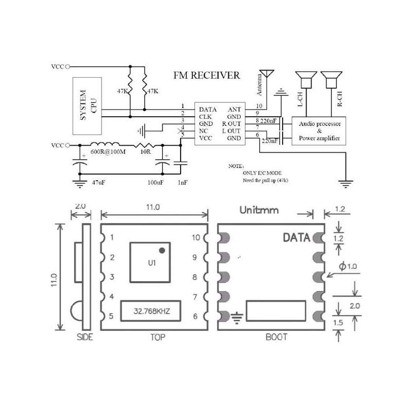 FM Digital Tuner Module RFM08 (EF-03068) FM Radio