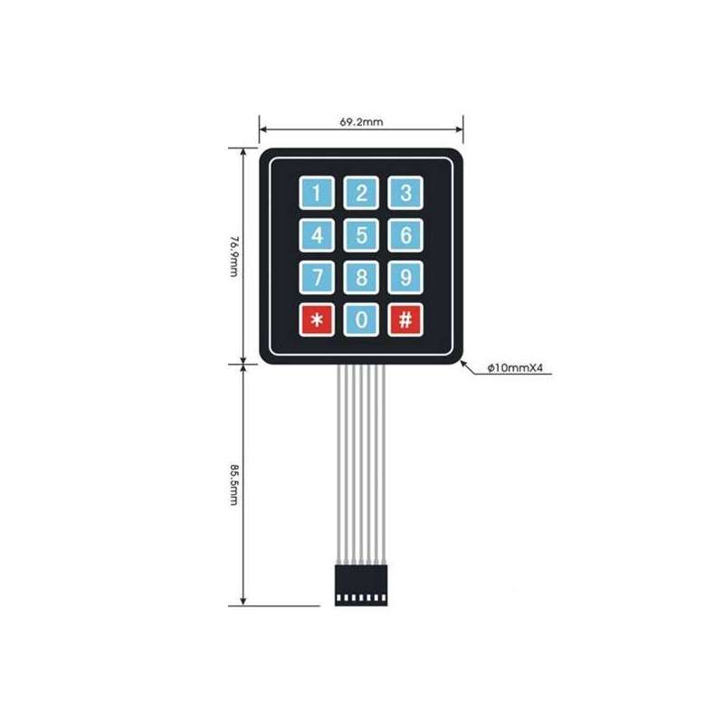 Membrane 3x4 Button Pad with Sticker 69,2x76,9mm (ER-CBS34121B)