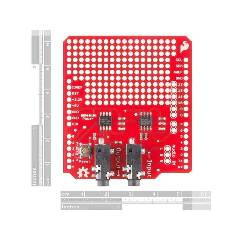 Spectrum Shield for Arduino (Sparkfun DEV-13116) stereo audio input into 7-bands per channel