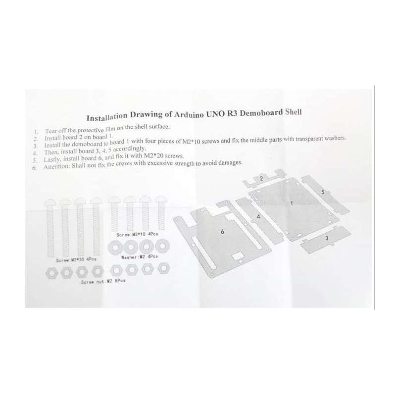Arduino UNO R3 Acrylic Enclosure/Box Transparent (ER-ASC01038A)