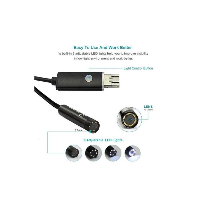 8mm Waterproof Android OTG Endoscope USB Inspection Snake Tube External ...